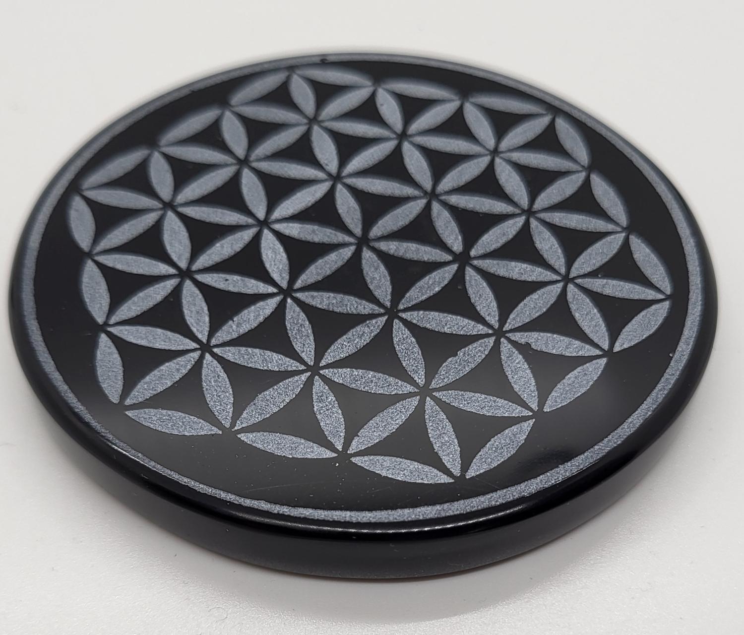 Black Obsidian Plate with Flower of Life | For Heavens Sake - ForHeavenSake