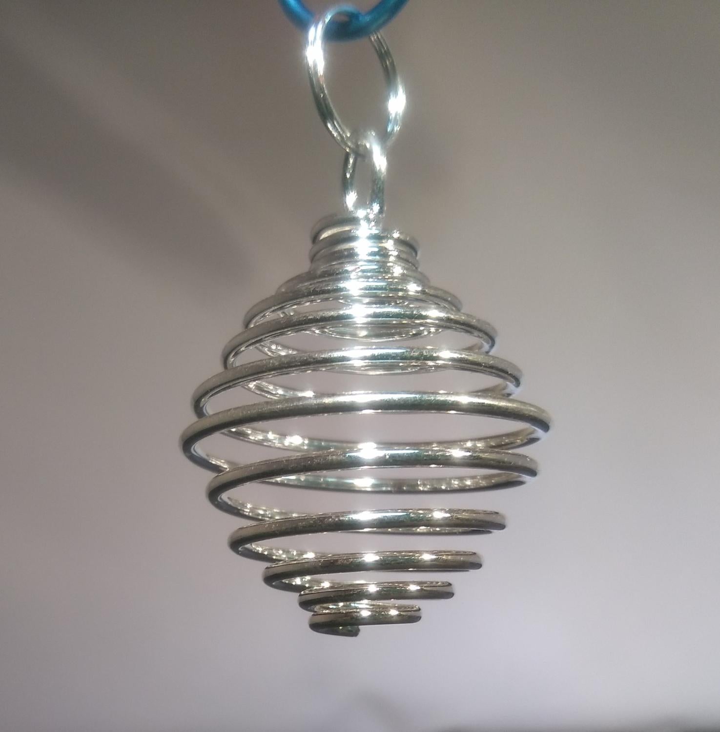 Pendant, 1in. Silver Coil Cage - ForHeavenSake